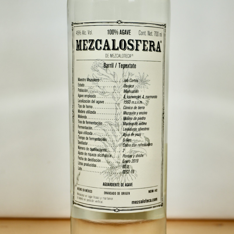 Mezcalosfera Barril, Tepextate Job Cortes Destilado de Agave / 70cl / 45%