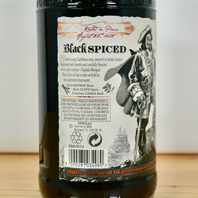 Captain Morgan Black Spiced Rum Liter / 100cl / 40%