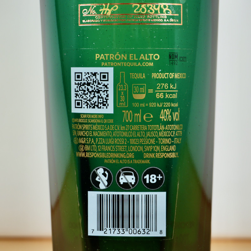 Patron El Alto Reposado Tequila / 70cl / 40%